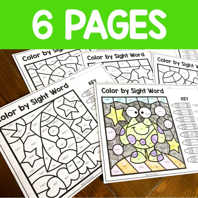 Outer Space Sight Word Color by Code | First & Second Grade | No Prep ...