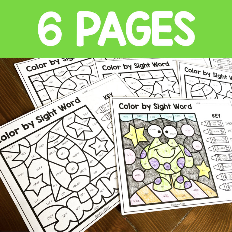 Outer Space Sight Word Color by Code | First & Second Grade | No Prep ...