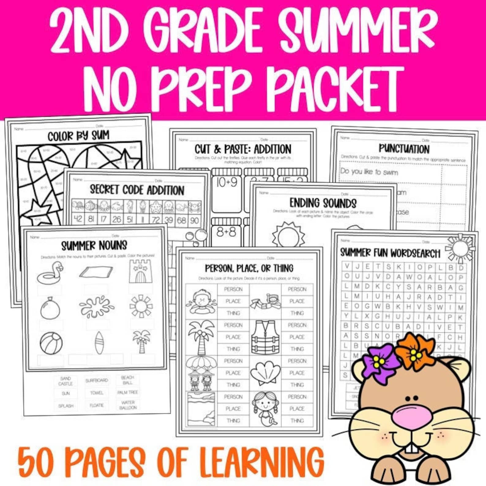 50 Page Summer Early Finisher Worksheet Packet, Math & Language Arts ...