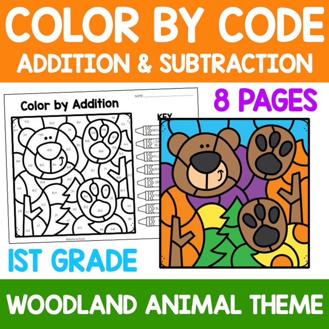 Addition & Subtraction Color by Code: Woodland Edition - Etsy