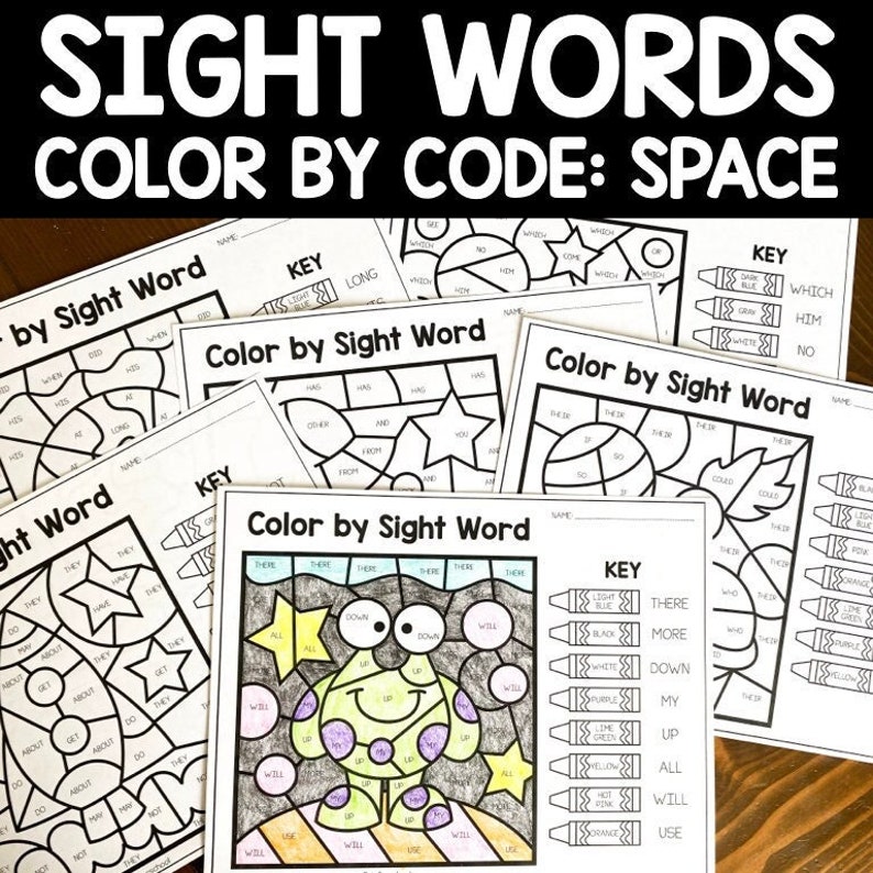 Outer Space Sight Word Color by Code | First & Second Grade | No Prep ...