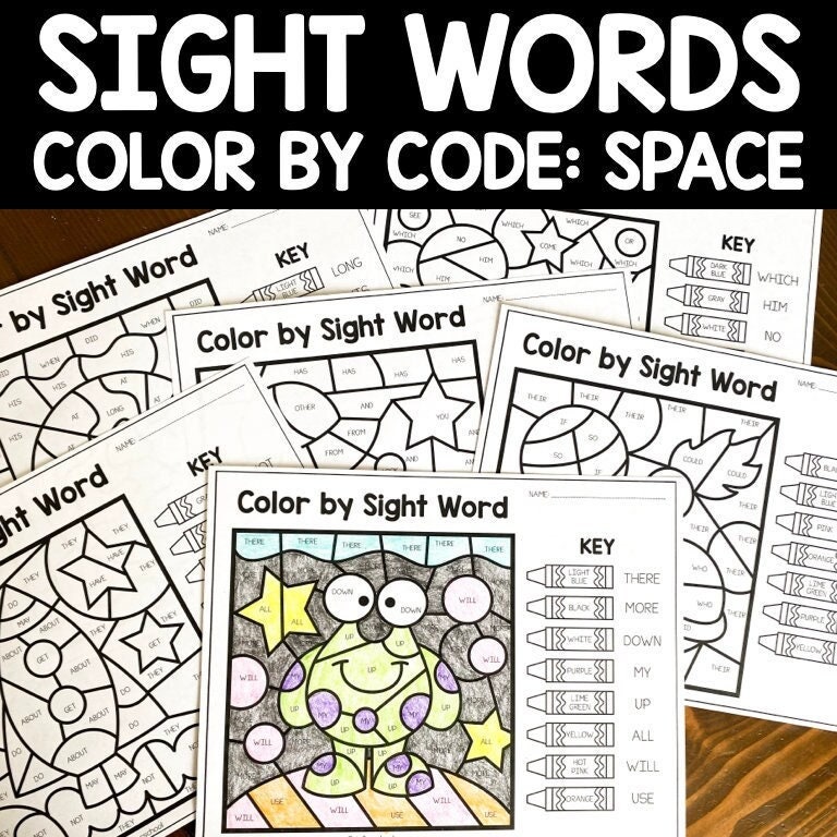 Outer Space Sight Word Color by Code | First & Second Grade | No Prep ...