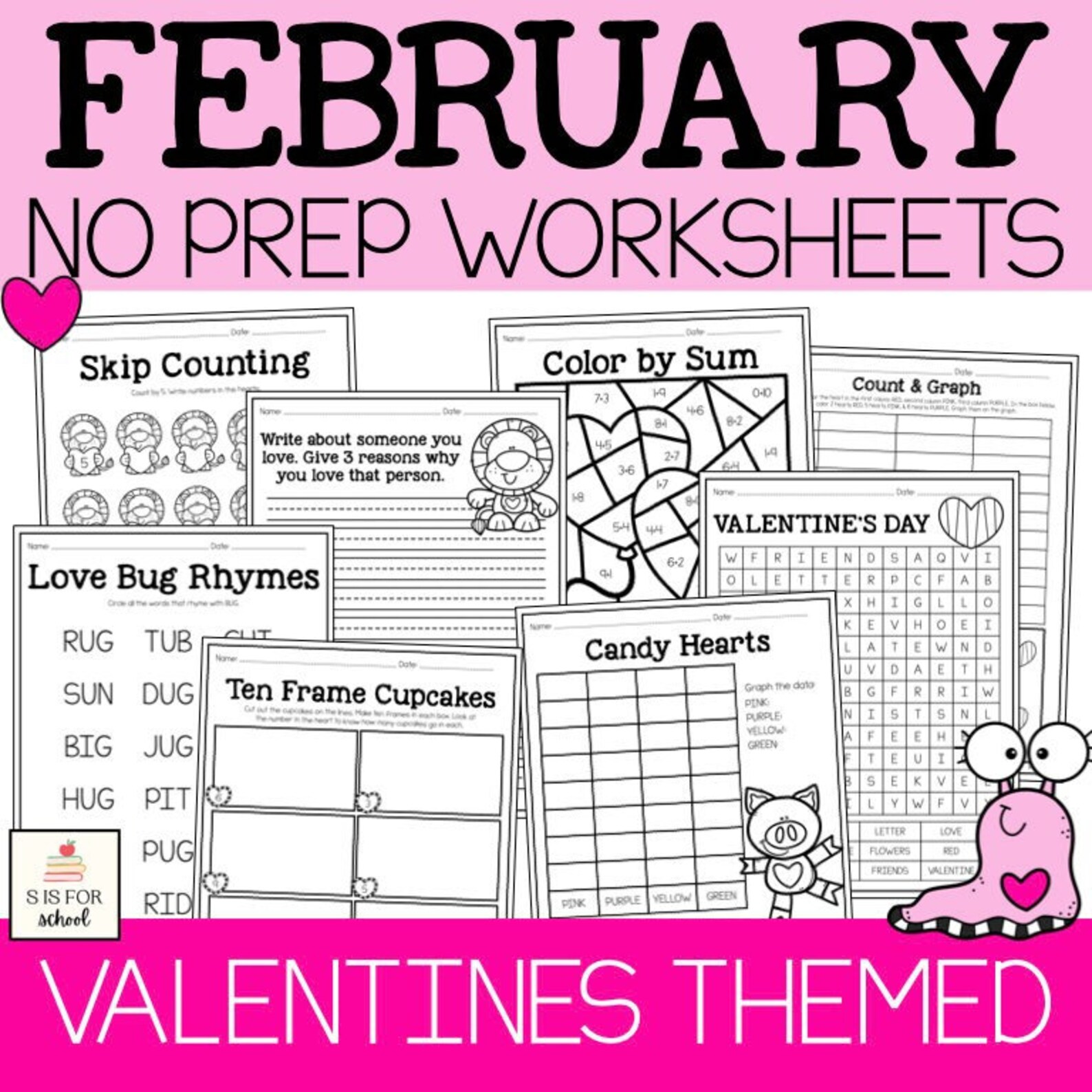 Valentine's Day No-prep, Early Finisher Worksheets, February Math and ...