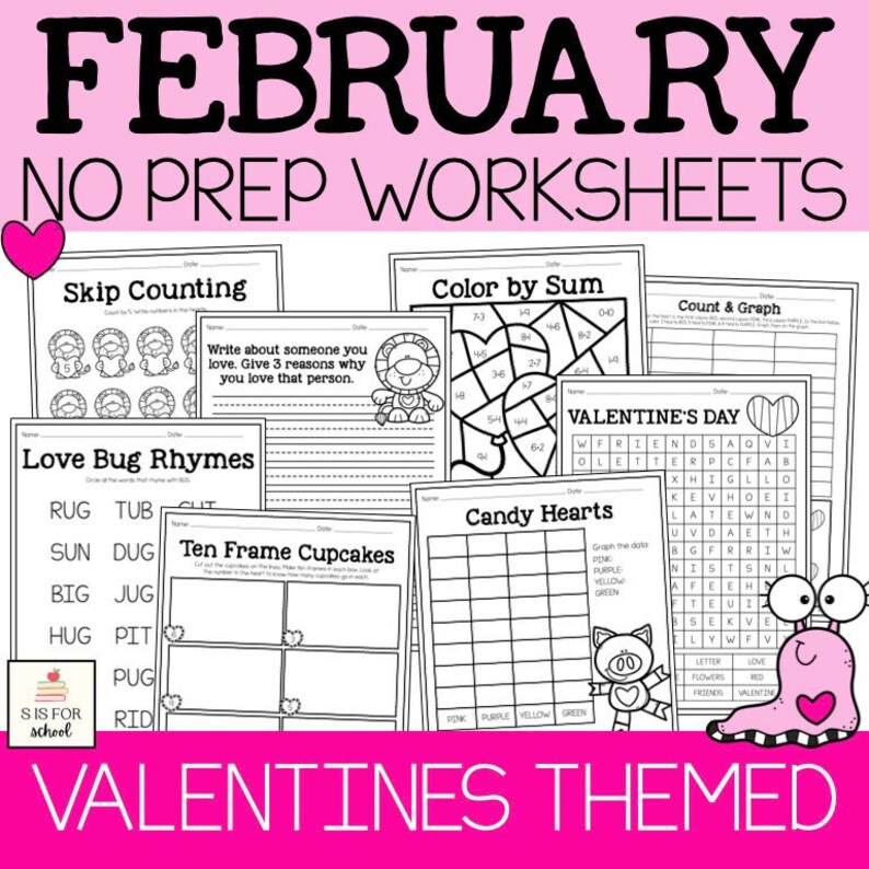 Valentine's Day No-prep, Early Finisher Worksheets, February Math and ...