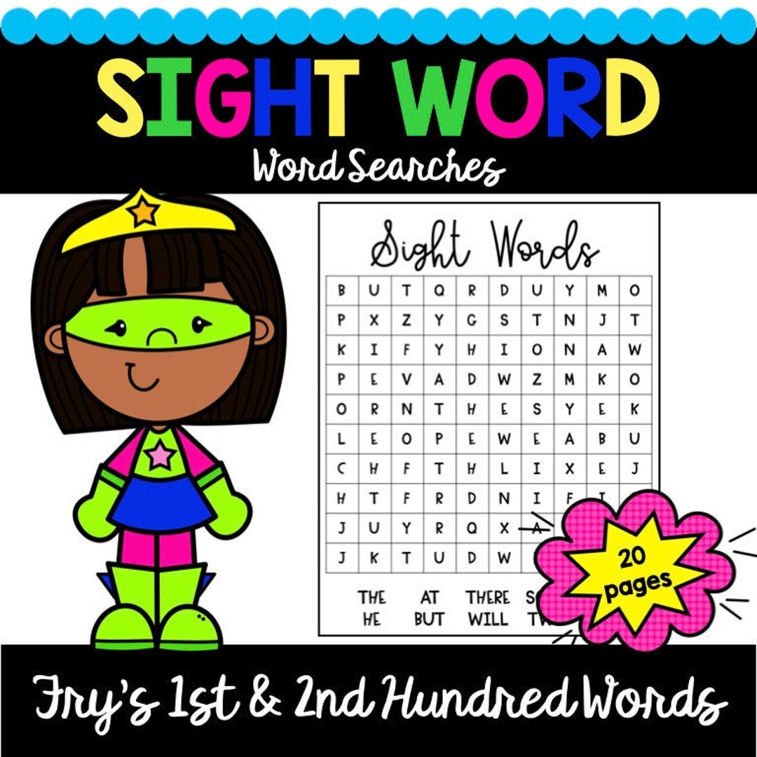 Sight Word Searches for First & Second Grade, No Prep Sight Word ...