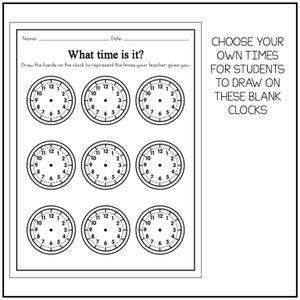 Telling Time Worksheet Packet, First Grade Math Practice Pages, Clocks ...