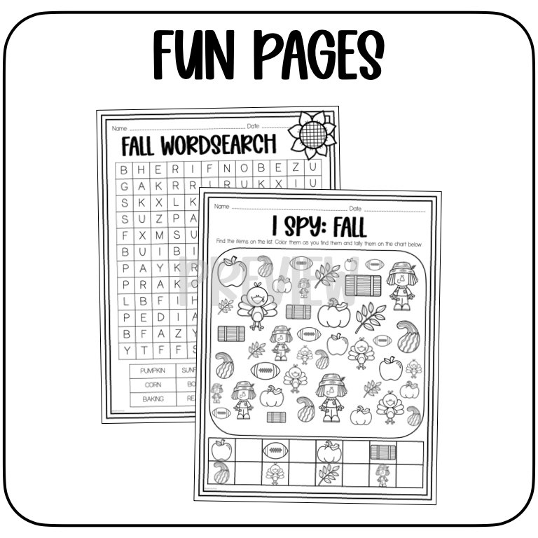 50 Page Fall Early Finisher Worksheet Packet, Math & Language Arts ...