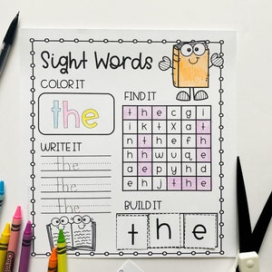 Sight Word Bundle for First Grade, No Prep Sight Word Practice Pages ...