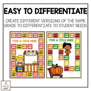 Editable Fall Board Games for Homeschool, Math & Literacy Centers - Etsy