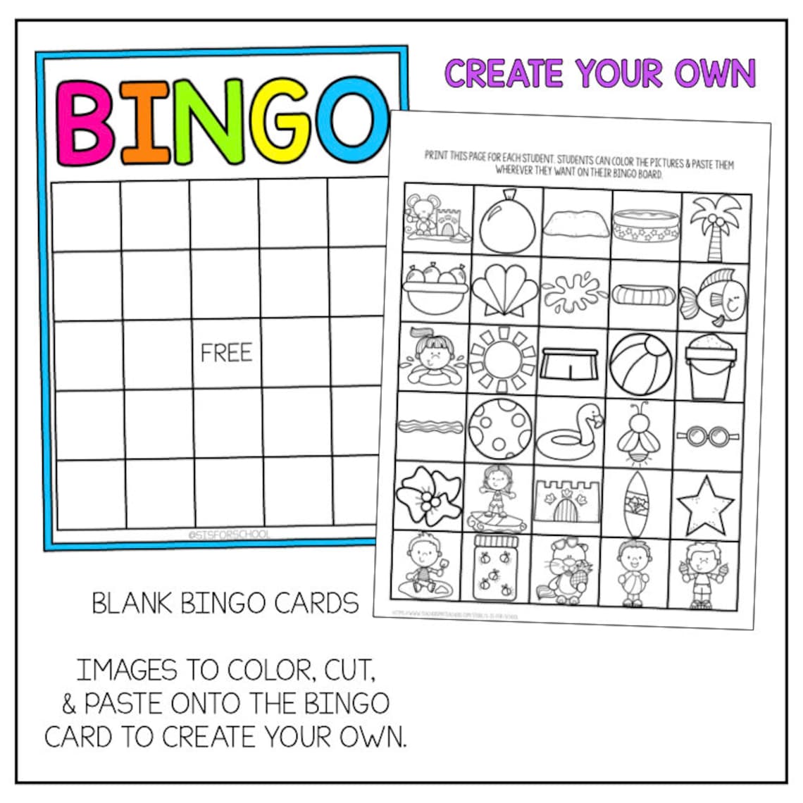 20 Summer BINGO Cards for Classrooms, Birthday Parties, Summer Vacation ...