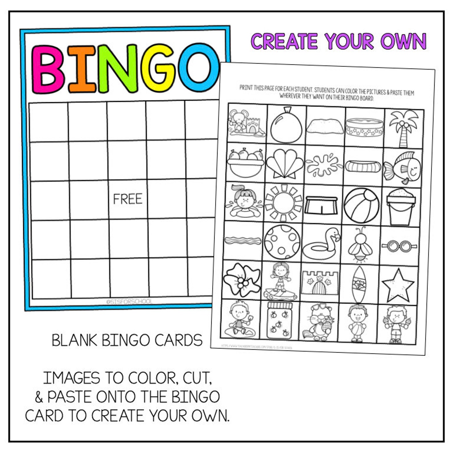 20 Summer BINGO Cards for Classrooms, Birthday Parties, Summer Vacation ...