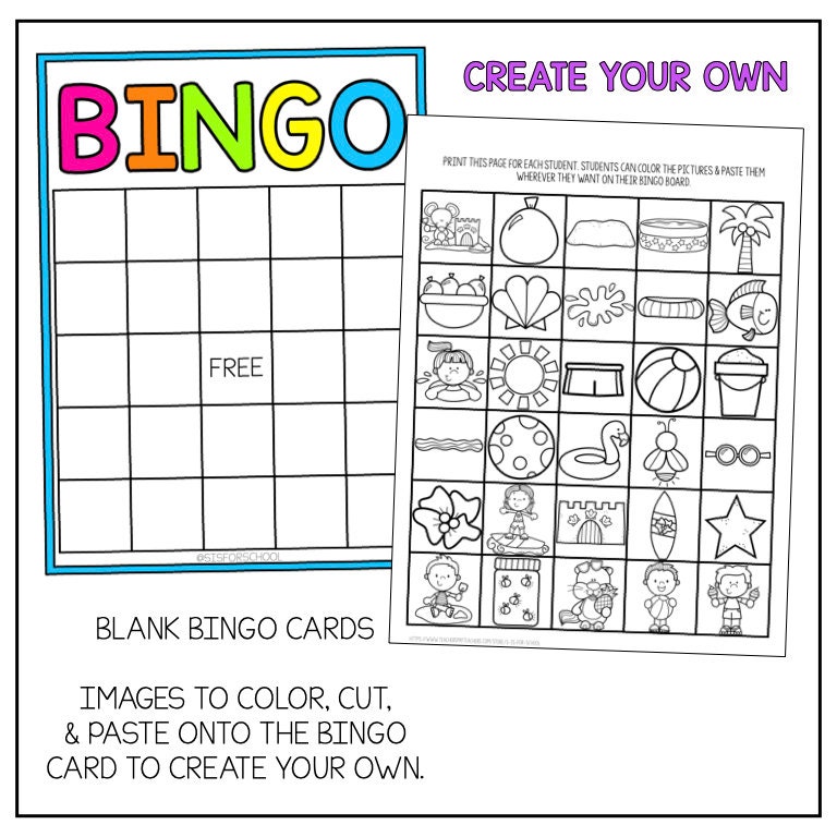 20 Summer BINGO Cards for Classrooms, Birthday Parties, Summer Vacation ...