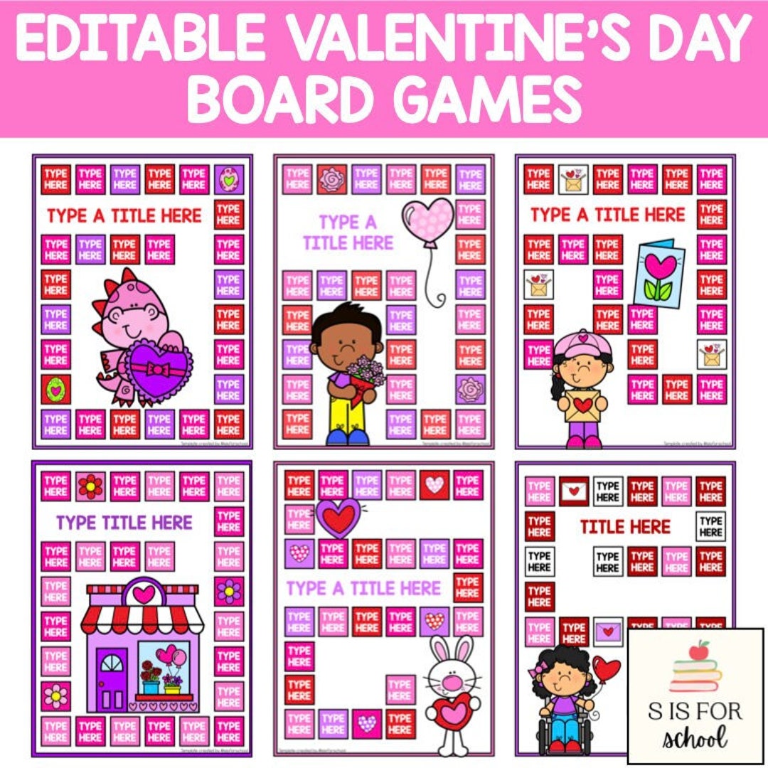 6 Editable Valentine's Day Board Games for Any Elementary Grade/subject ...