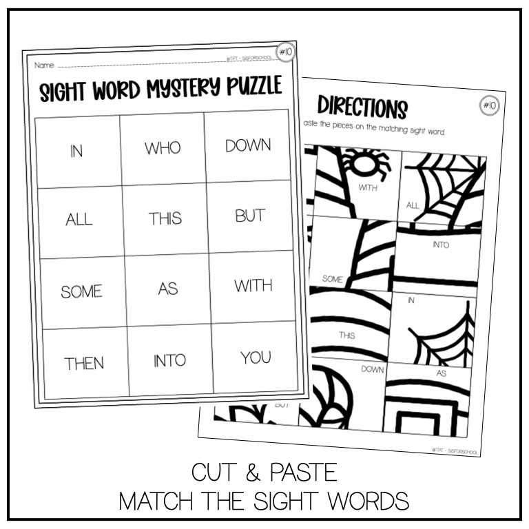 Sight Word Worksheets for 1st Graders, Halloween High Frequency Word ...