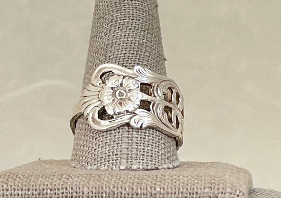 Vintage Solid Sterling Silver Danish Spoon Ring - Gem