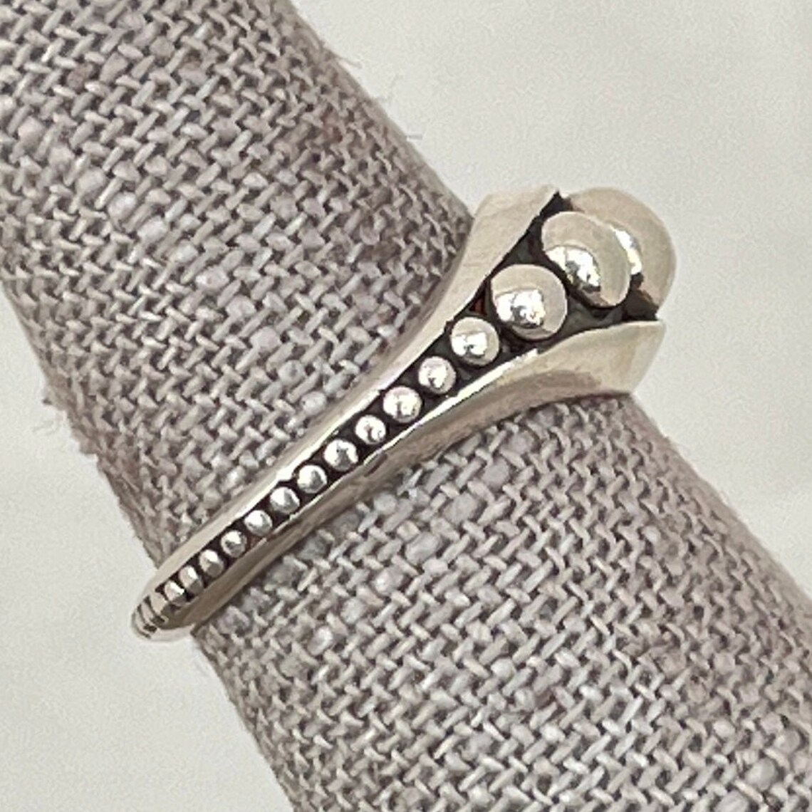 Sterling Silver Raised Beads Ring - Etsy