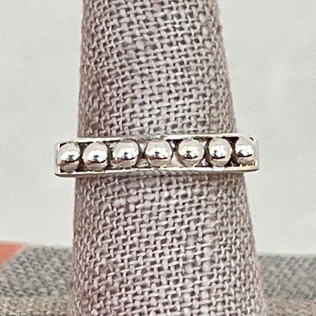 Sterling Silver Beaded Bar Euro Shank Ring - Etsy