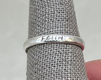 Sterling Silver "faith" Ring - Etsy