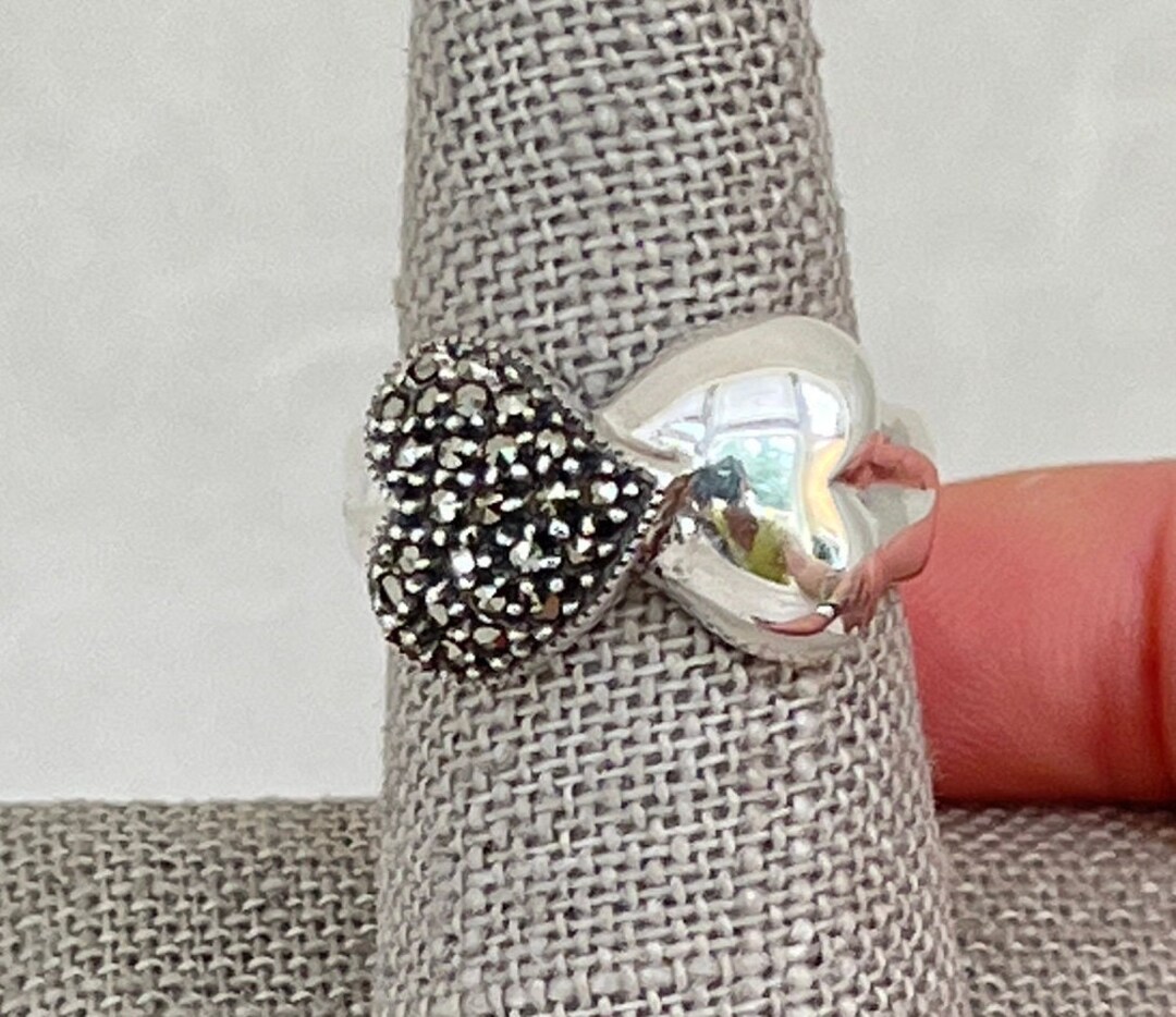 Vintage Judith Jack Sterling Silver Marcasite Heart Ring - Etsy