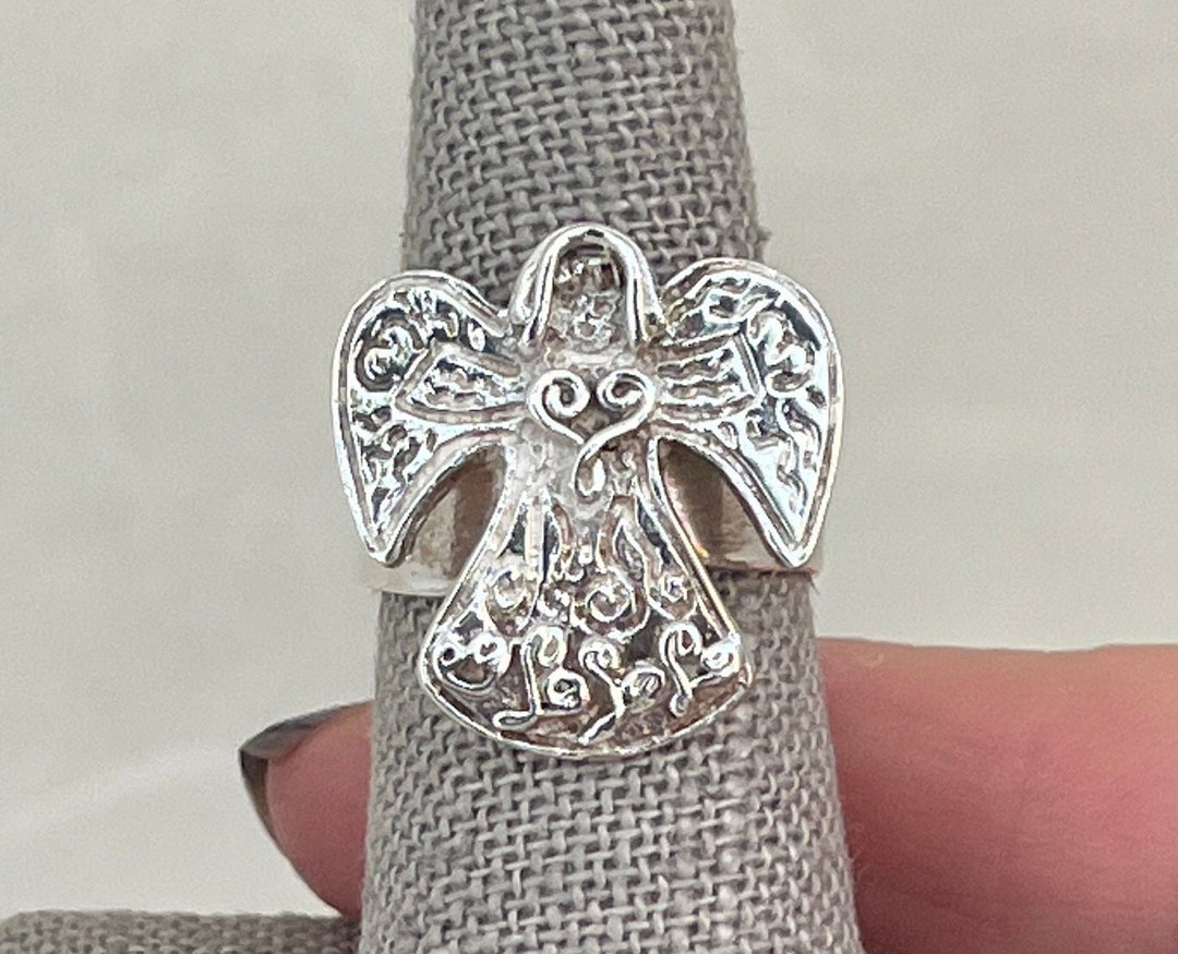 Sterling Silver Angel Ring - Etsy