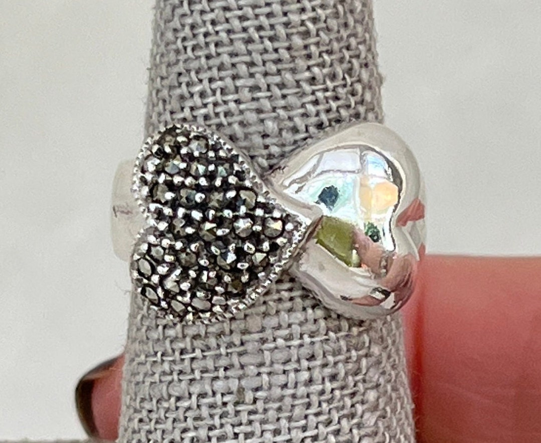 Vintage Judith Jack Sterling Silver Marcasite Heart Ring - Etsy