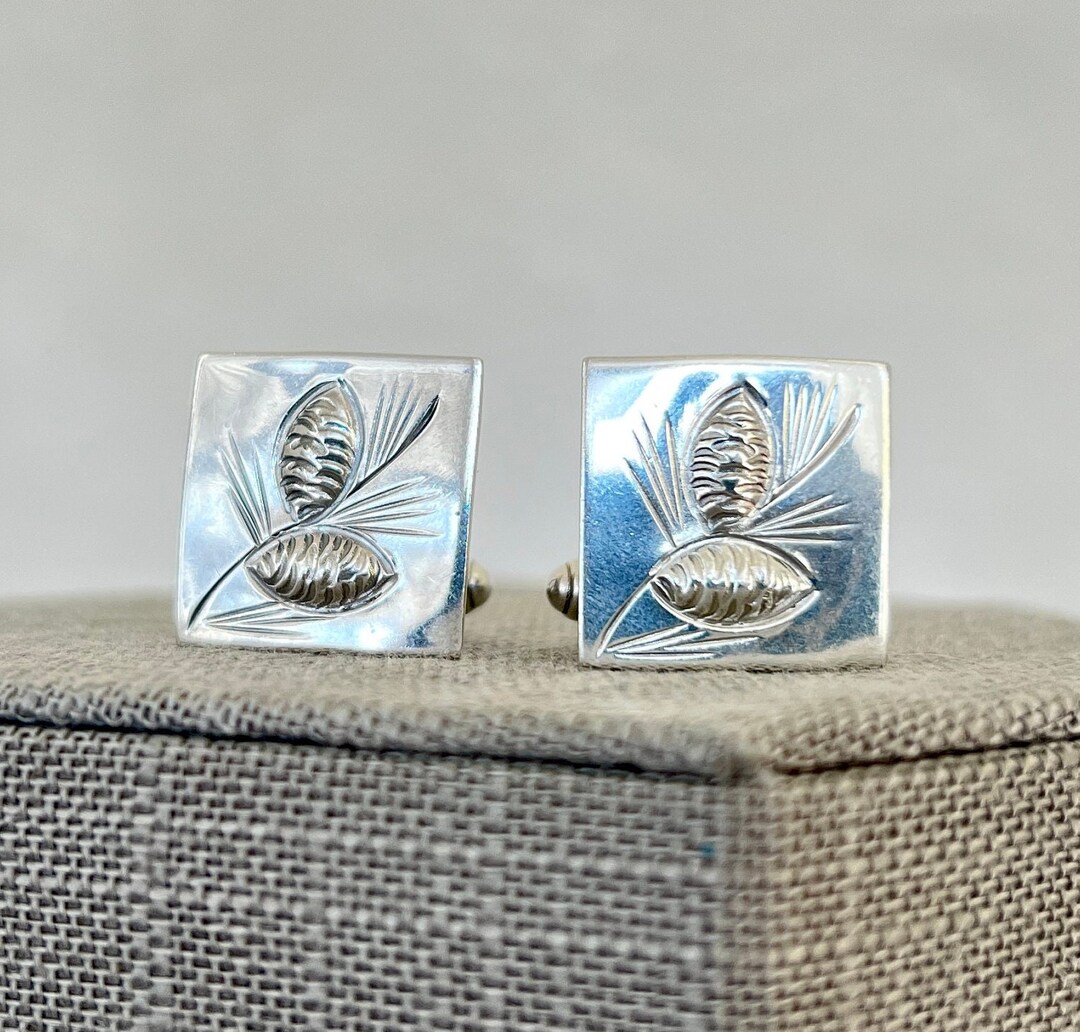 Vintage NYE Sterling Silver Pine Cone Cufflinks With Torpedo Backs - Etsy