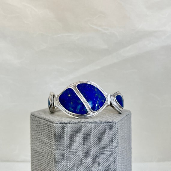 950 Silver Lapis Lazuli Hinged Bracelet - Gem