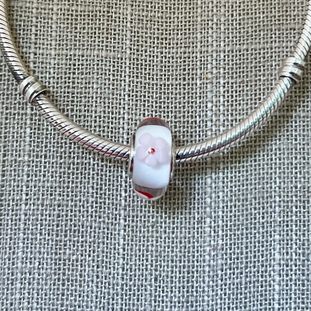 Pandora Authentic Pink Flower Murano Glass Sterling Silver Charm ...