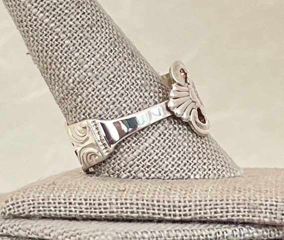 Vintage Solid Sterling Silver Danish Spoon Ring - Gem