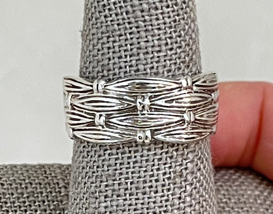 Vintage Sterling Silver Basket Weave Ring - Etsy