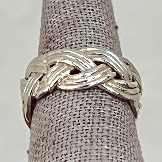 Sterling Silver Interwoven Braid Band - Gem