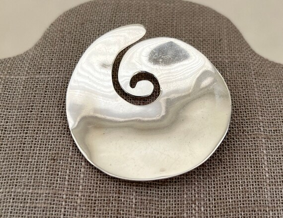 Sterling Silver Circular Concave Disk Brooch - Etsy