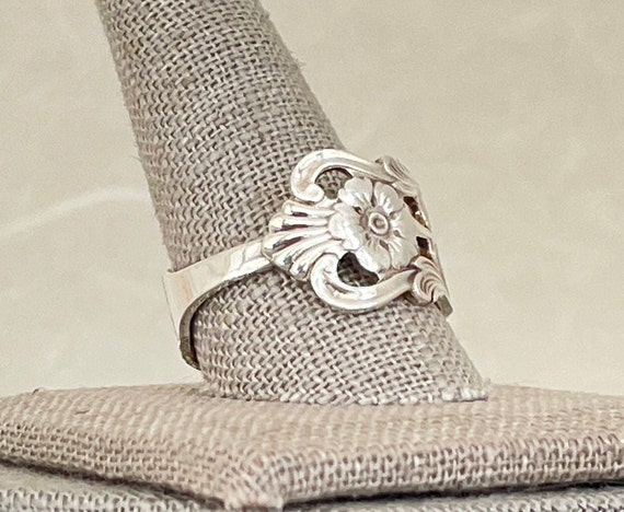 Vintage Solid Sterling Silver Danish Spoon Ring - Gem