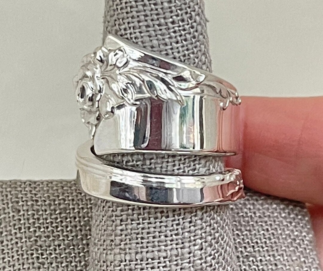 Vintage Heirloom Damask Rose Solid Sterling Silver Spoon Ring - Etsy