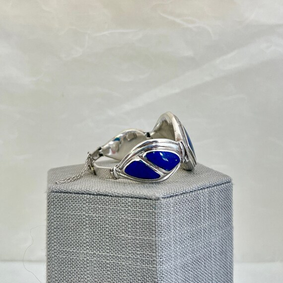950 Silver Lapis Lazuli Hinged Bracelet - Gem