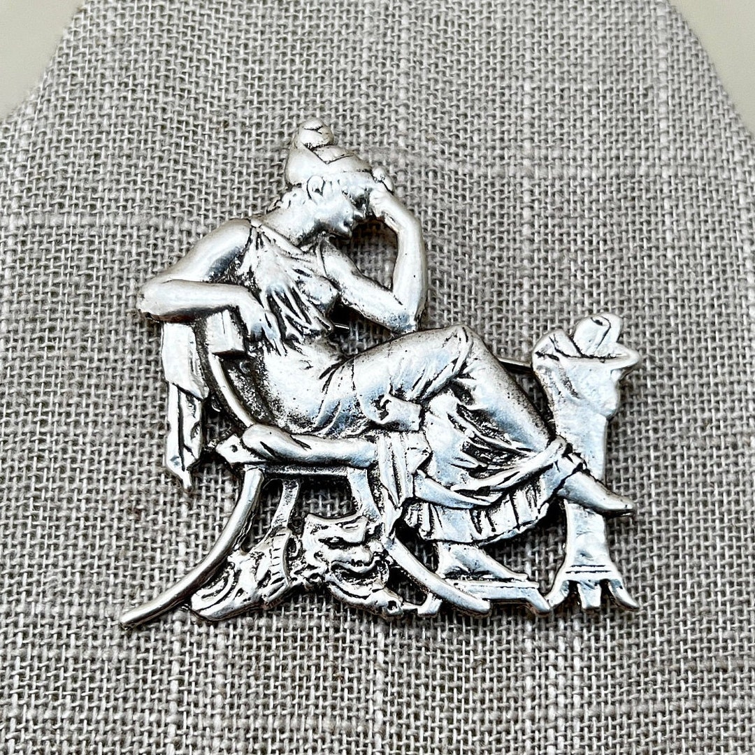 Antique Sterling Silver Figural Lady Brooch - Etsy