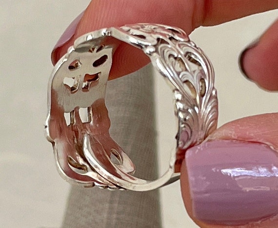 Vintage Solid Sterling Silver Danish Spoon Ring - Gem