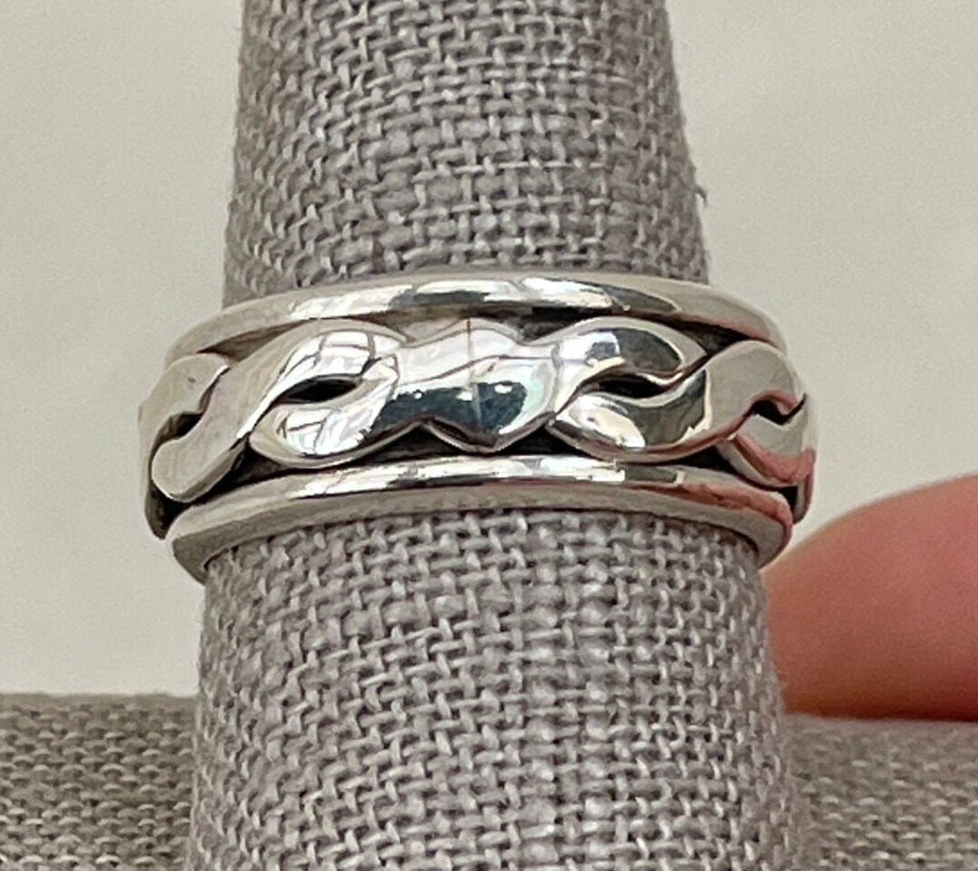 Vintage Sterling Silver Woven Center Band - Etsy
