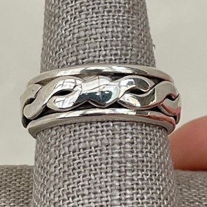 Vintage Sterling Silver Woven Center Band - Etsy