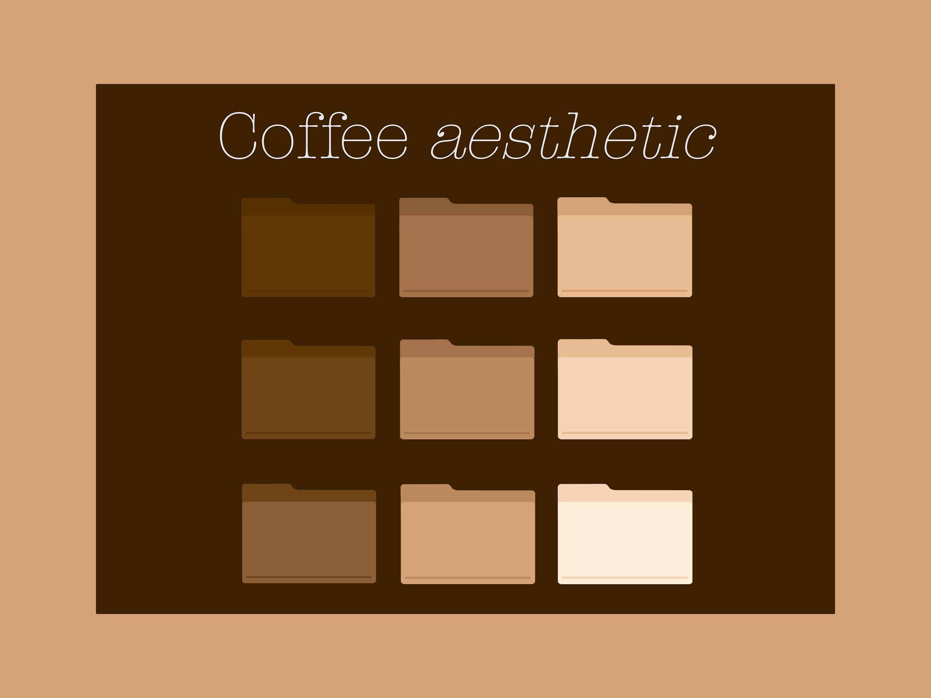 Coffee Pastel Desktop Folder Icons for MacBook and WINDOWS Minimalist ...