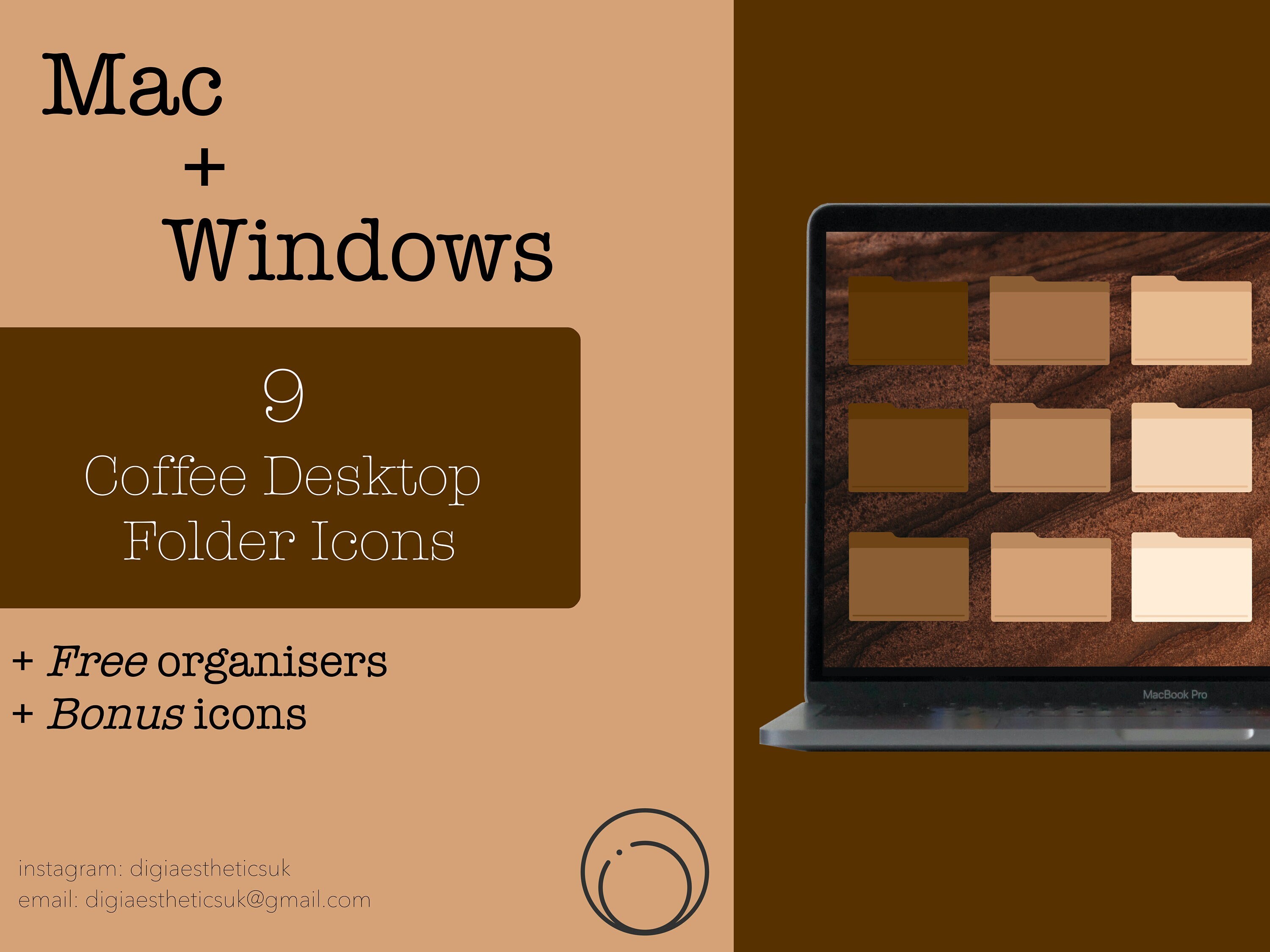 Coffee Pastel Desktop Folder Icons for MacBook and WINDOWS Minimalist ...