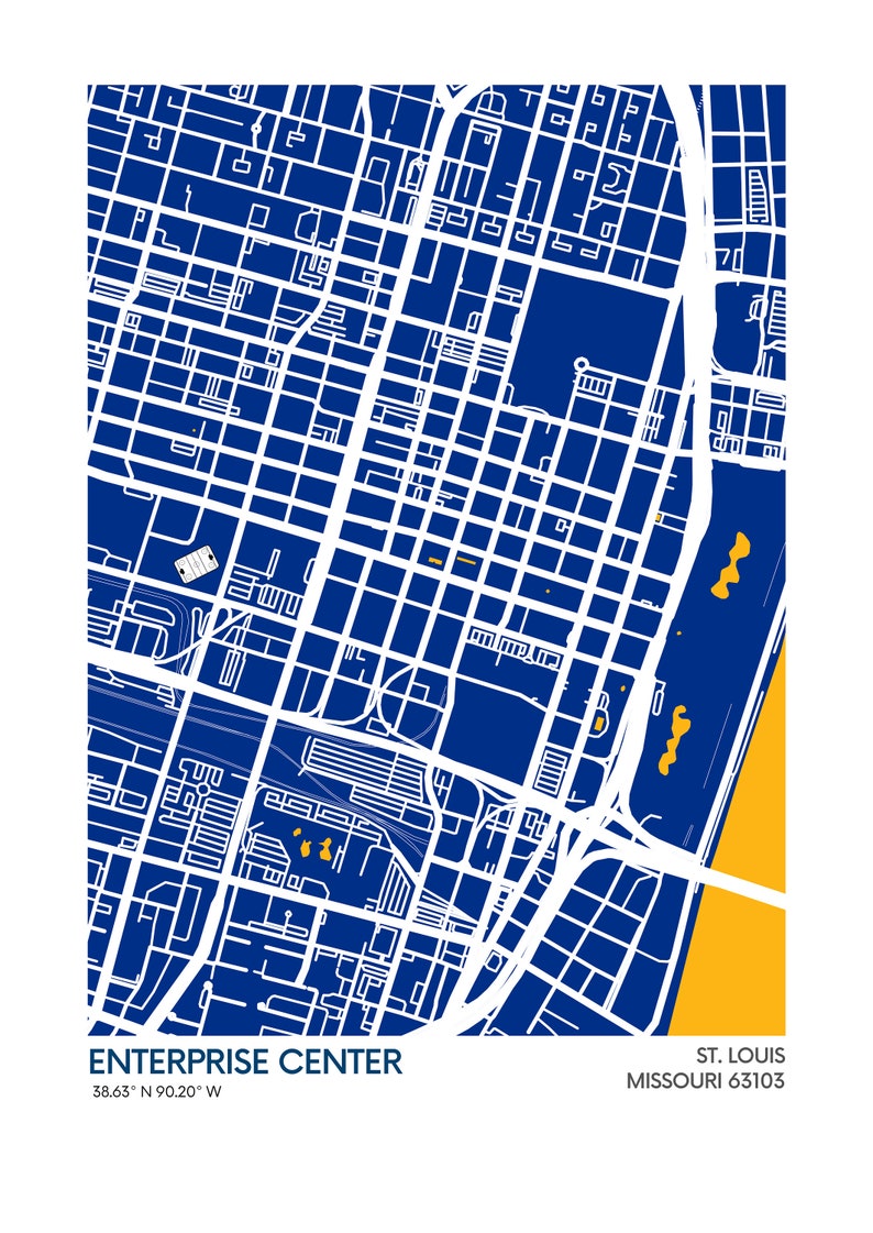 St. Louis Blues Stadium Map Print - Team Colours - NHL Stadium Art Map ...