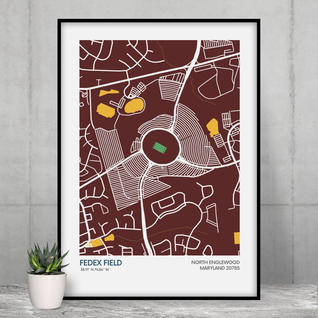 Washington Commanders Stadium Map Print Team Colours NFL - Etsy