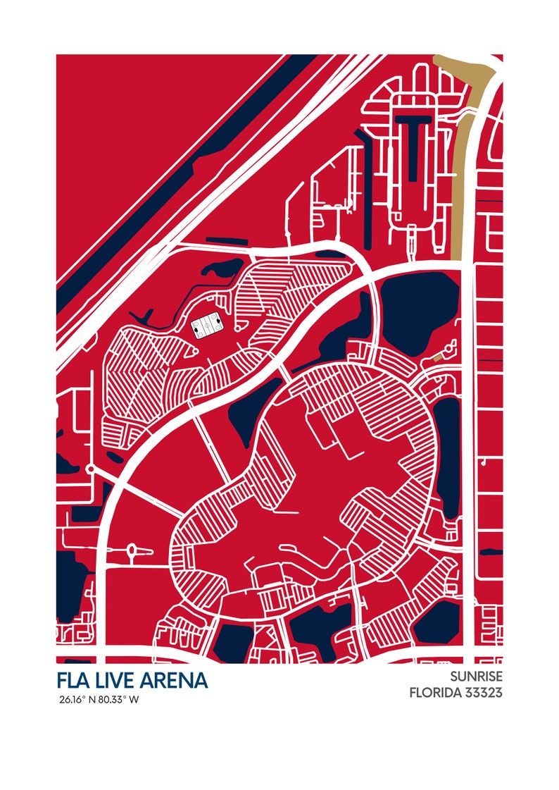 Florida Panthers Stadium Map Print Team Colours NHL - Etsy