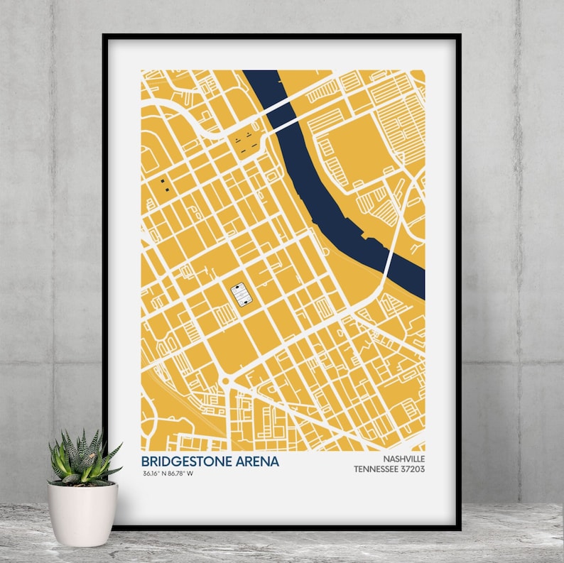 Nashville Predators Stadium Map Print - Team Colours - NHL Stadium Art ...