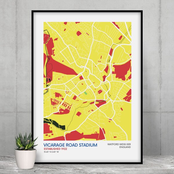 Watford Stadium Map Art - Etsy