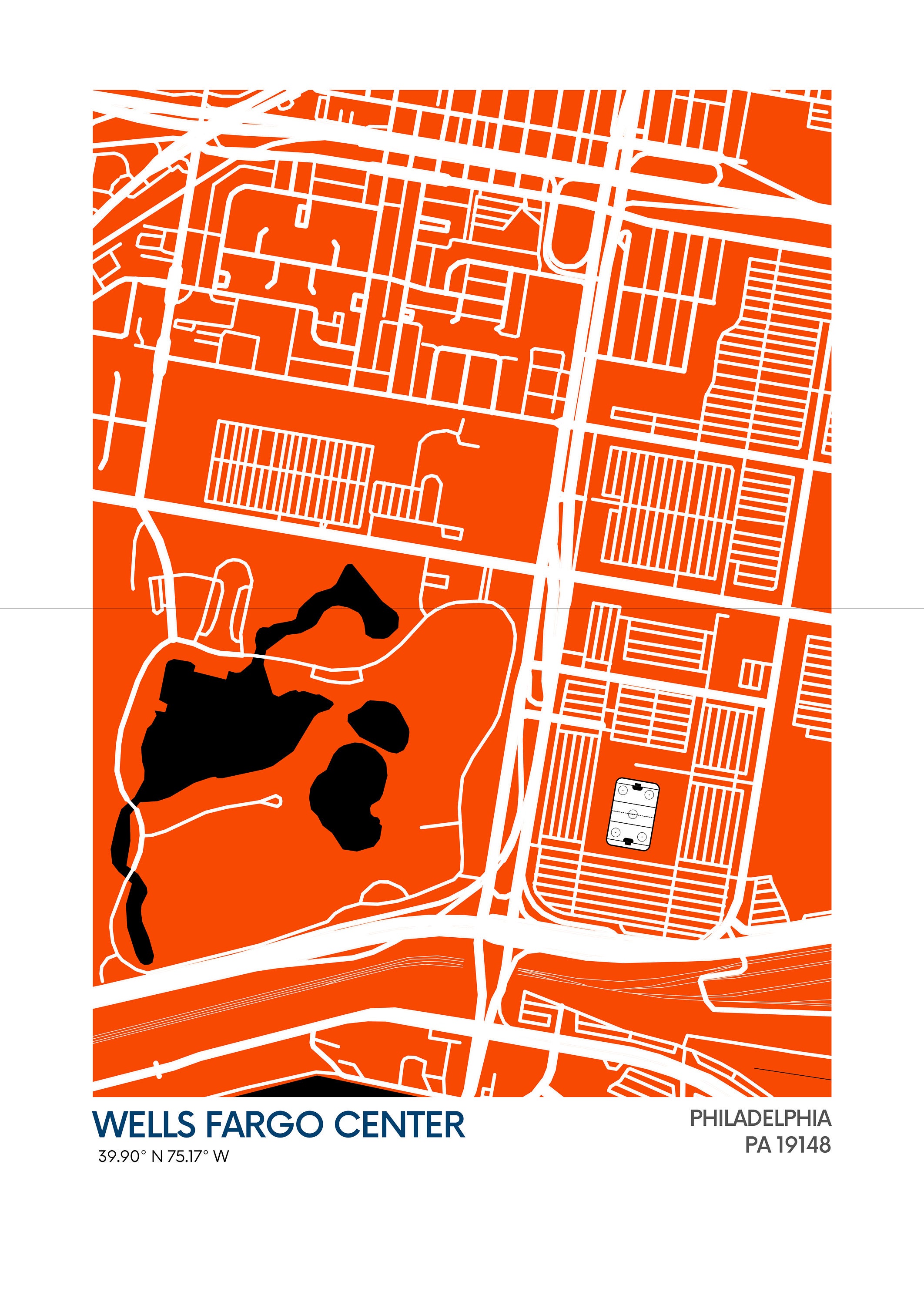 Philadelphia Flyers Stadium Map Print - Team Colours - NHL Stadium Art ...