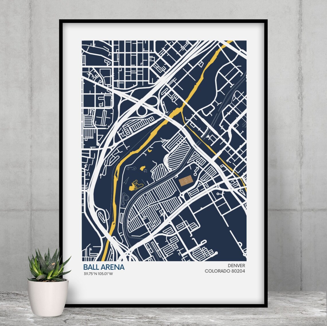 Denver Nuggets Stadium Map Print Team Colours NBA Stadium - Etsy