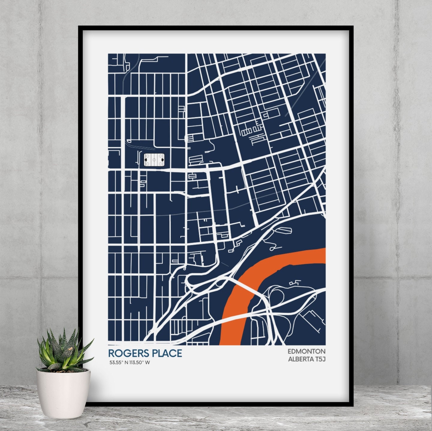 Edmonton Oilers Stadium Map Print Team Colours NHL Stadium Art Map ...