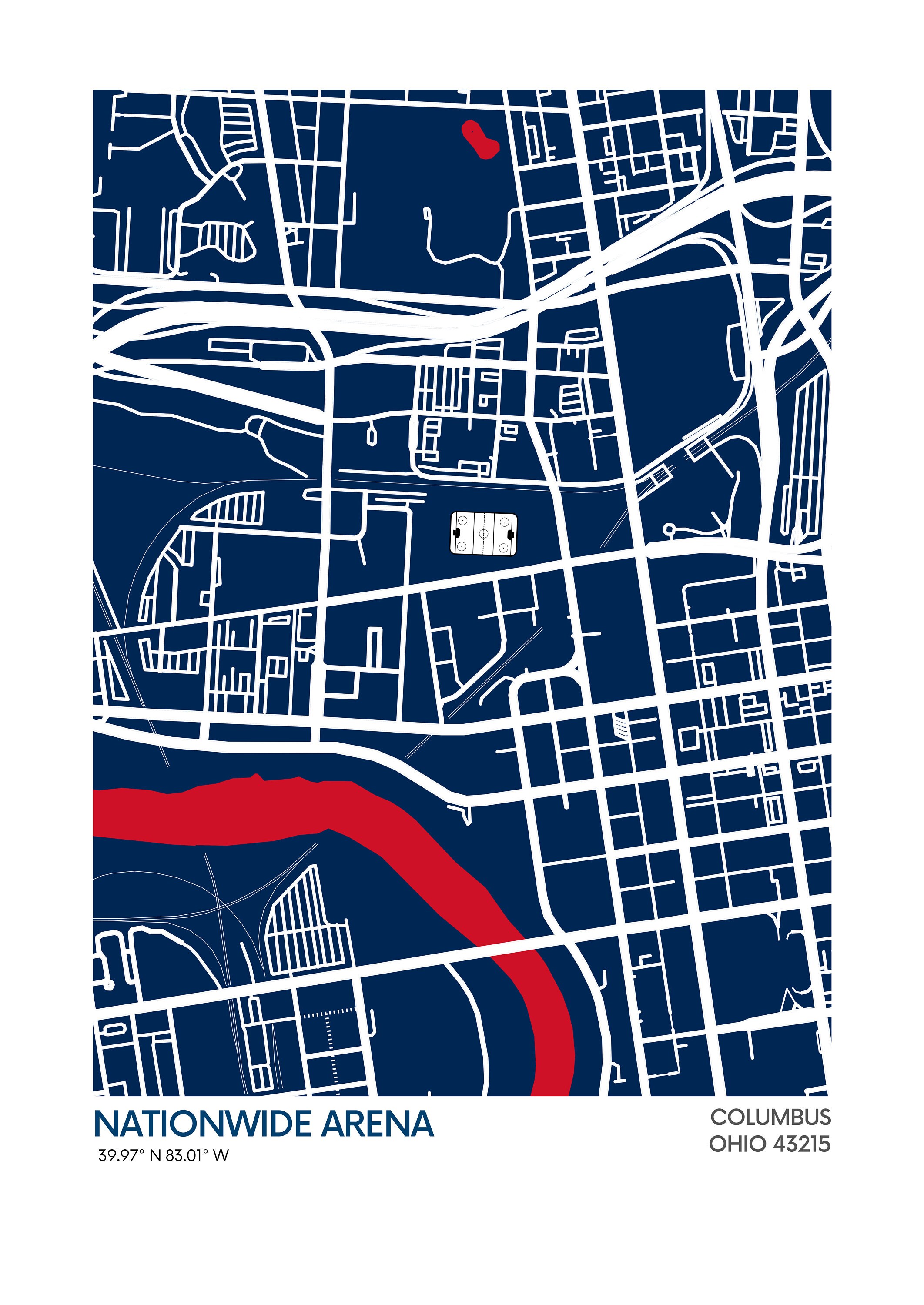 Columbus Blue Jackets Stadium Map Print - Team Colours - NHL Stadium ...